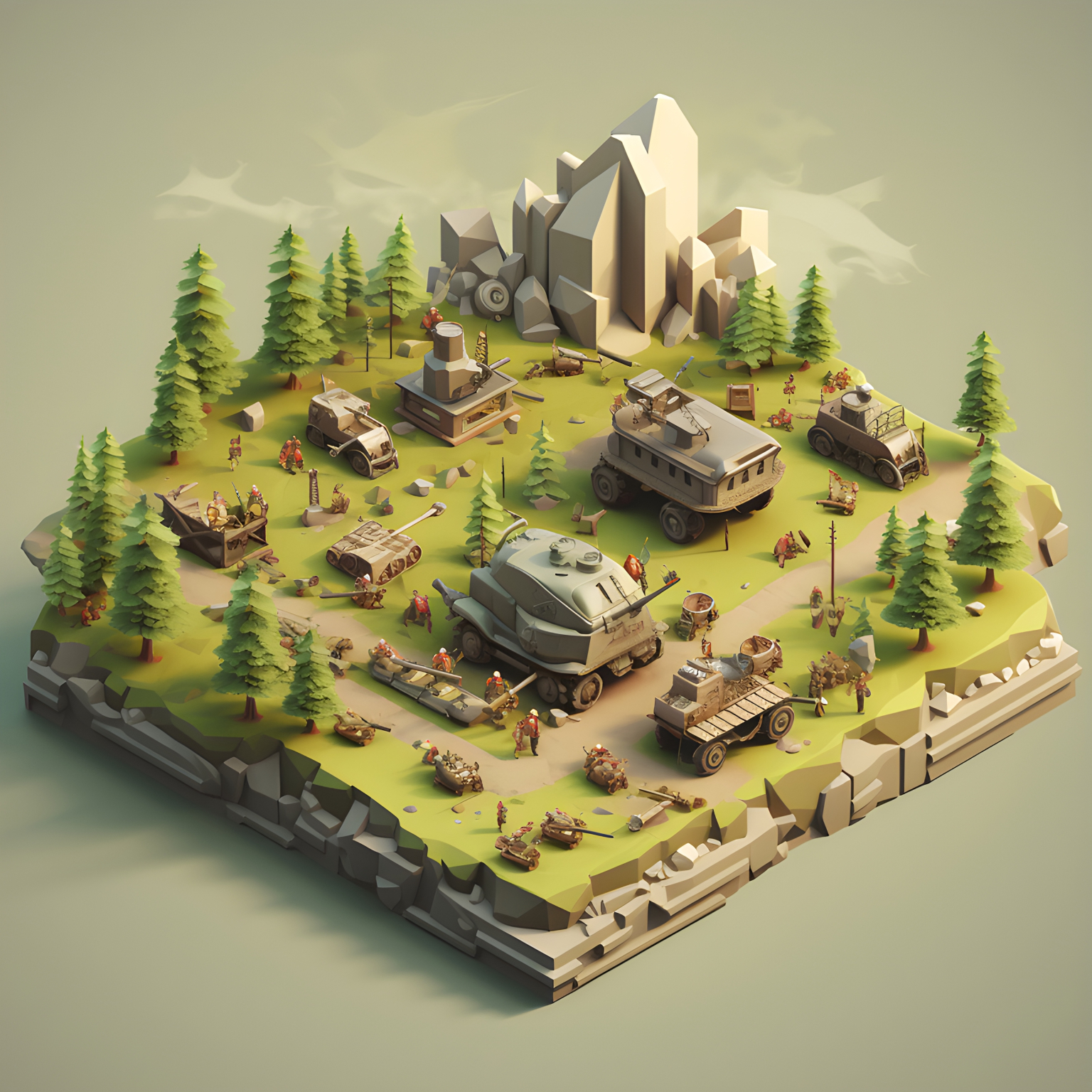 Low poly isometric WW2 war game - Impossible Images - Unique stock ...