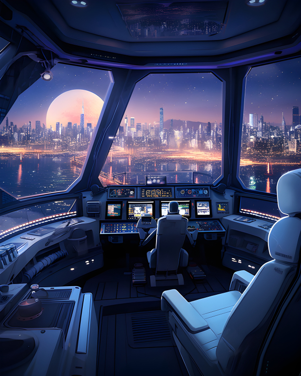 The view of a city from a space ship - Impossible Images - Unique stock ...