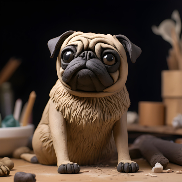 Clay pug in a workshop - Impossible Images - Unique stock images for ...