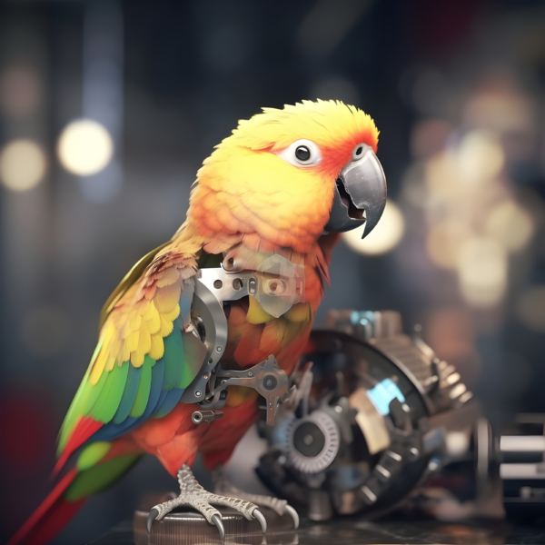 Robotic parrot - Impossible Images - Unique stock images for commercial use.