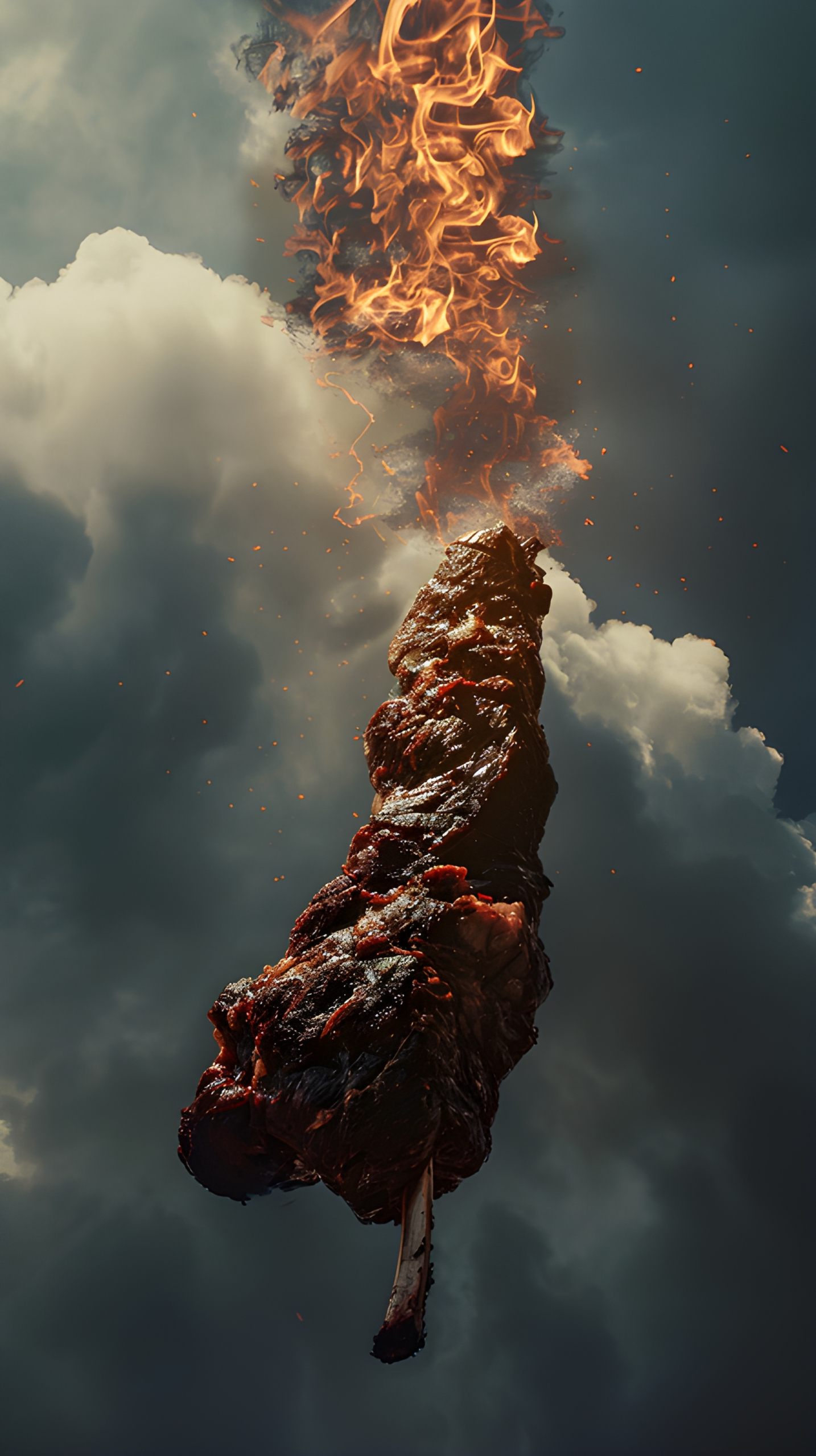 A flaming joint of meat falls from the heavens - Impossible Images ...