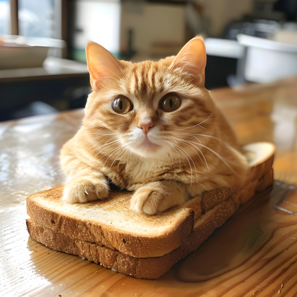 Cat lying on toast - Impossible Images - Unique stock images for ...