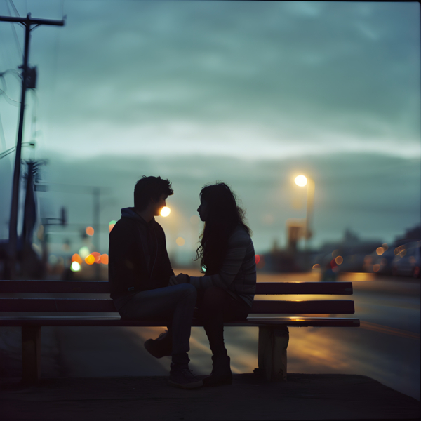 Teenagers on a bench in the style of a 90s rom com - Impossible Images ...