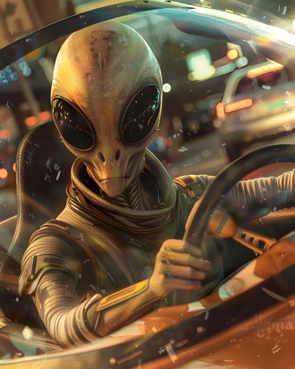 Alien driving his car - Impossible Images - Unique stock images for ...