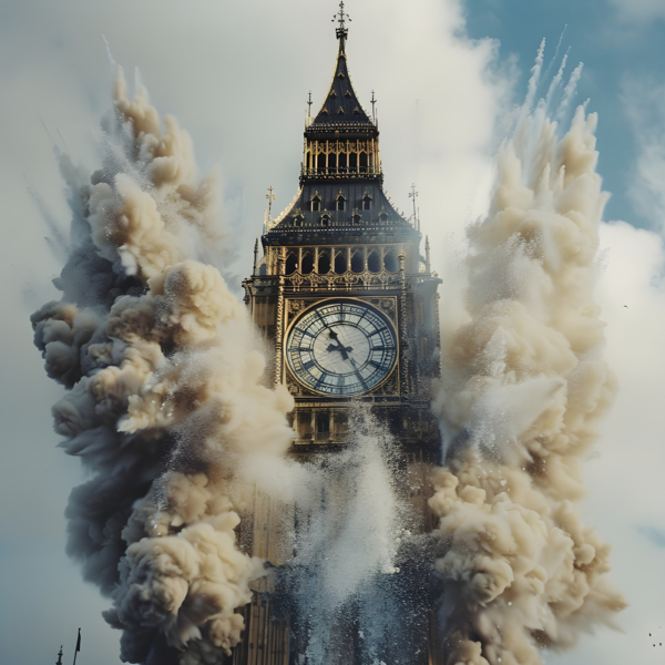 A slow-motion camera shot of Big Ben blowing up - Impossible Images ...