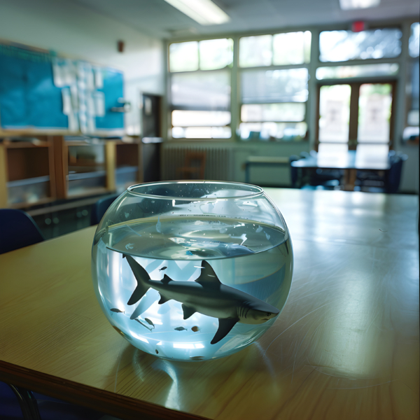 A shark in a goldfish bowl - Impossible Images - Unique stock images ...