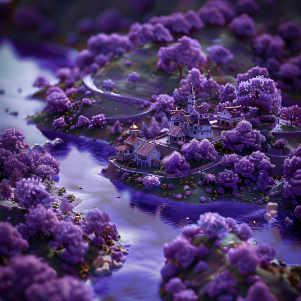 A tilt shift purple medieval village - Impossible Images - Unique stock ...