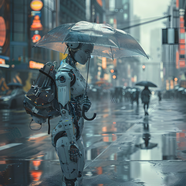 Sad cyborg in the rain - Impossible Images - Unique stock images for ...