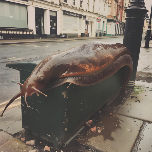 A giant slug eating a salt bin - Impossible Images - Unique stock ...