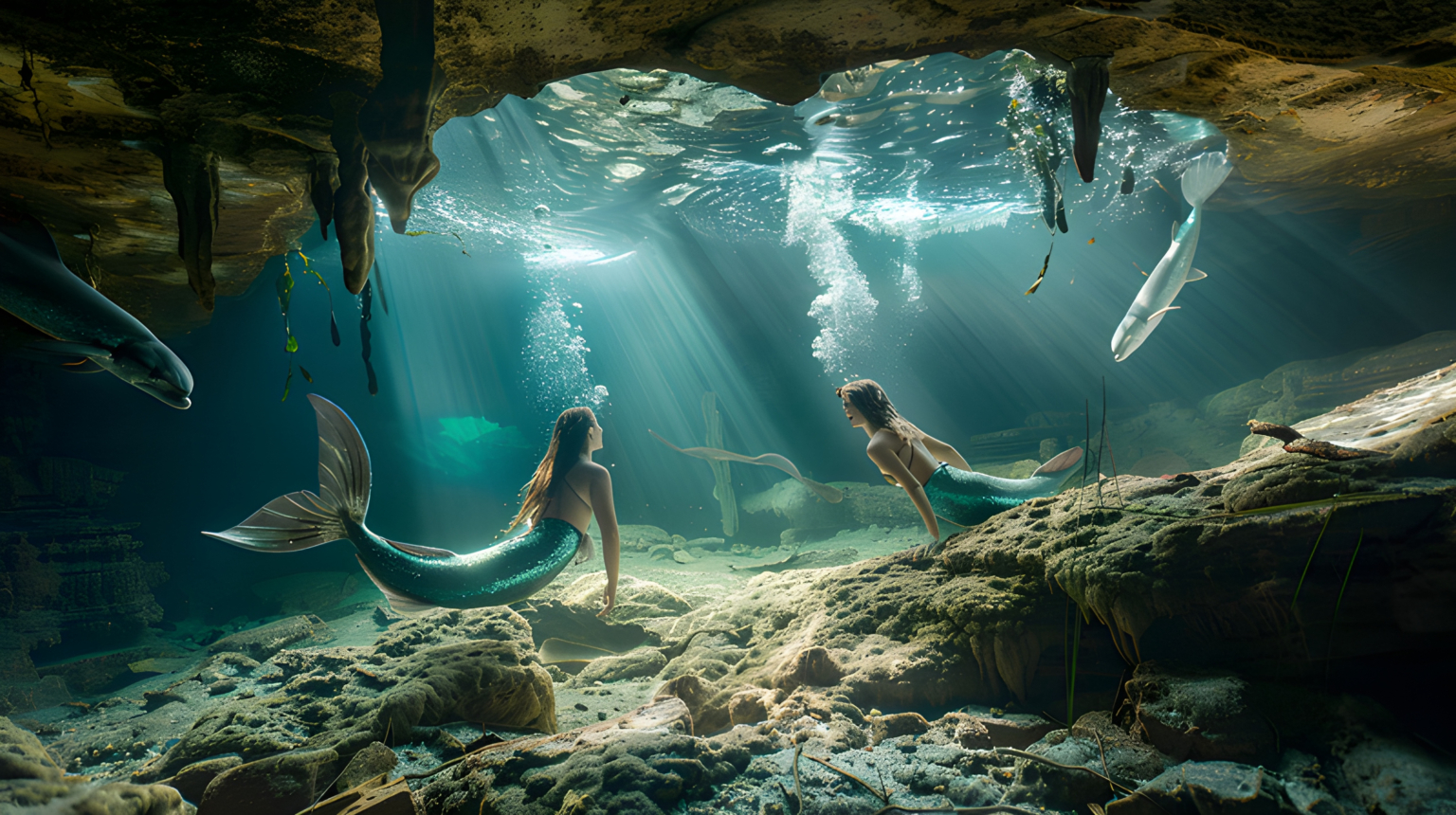 Mermaids in an Underground Cave - Impossible Images - Unique stock ...