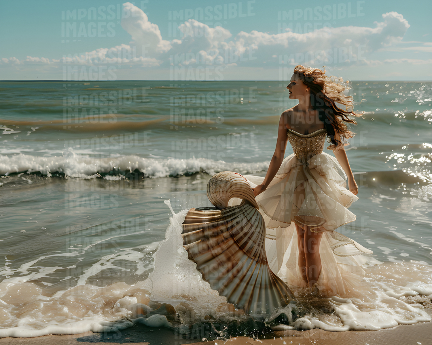 The Birth of Venus by Sandro Botticelli with a real woman emerging from ...