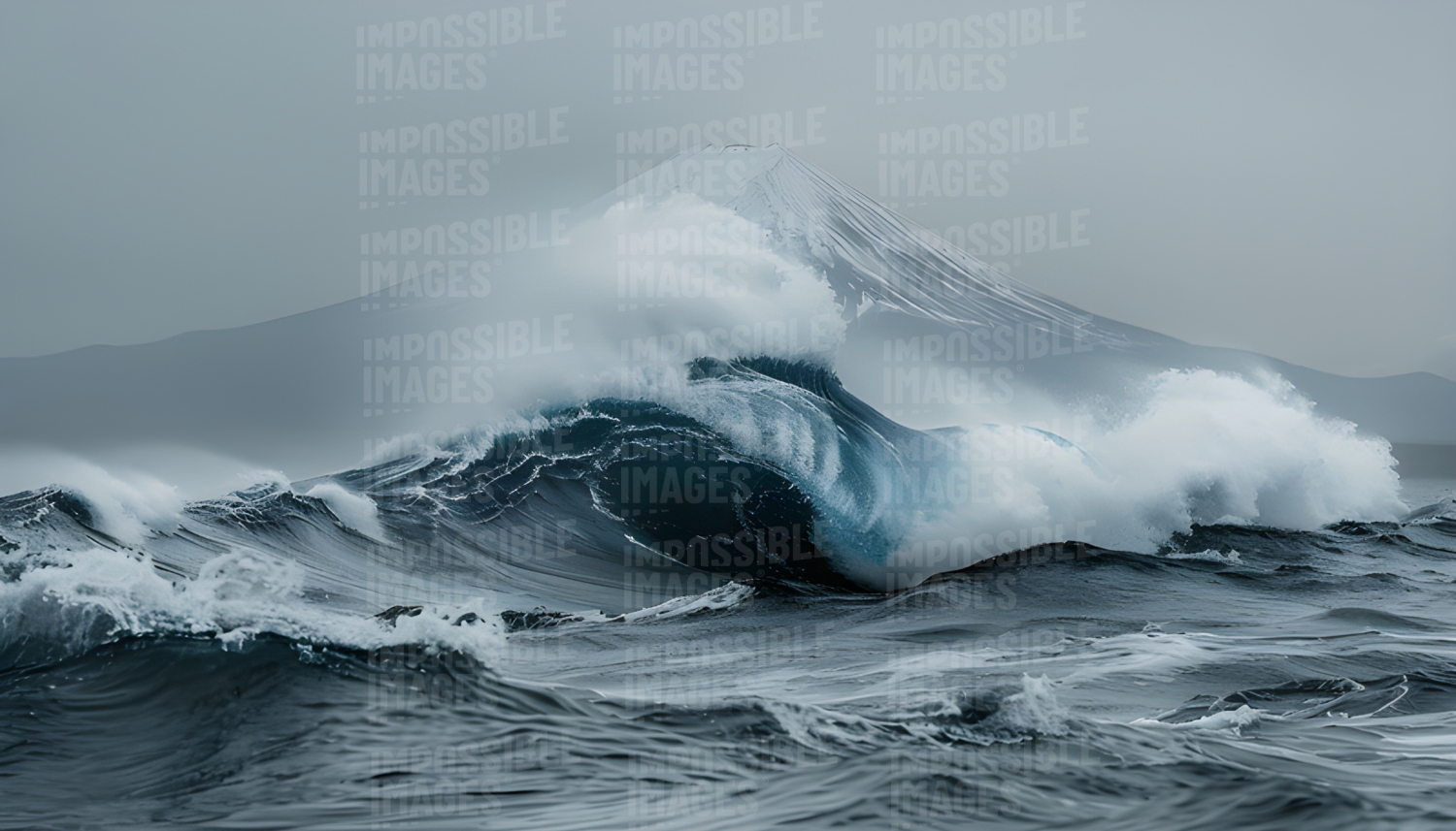 The Great Wave off Kanagawa by Hokusai with a real massive wave ...