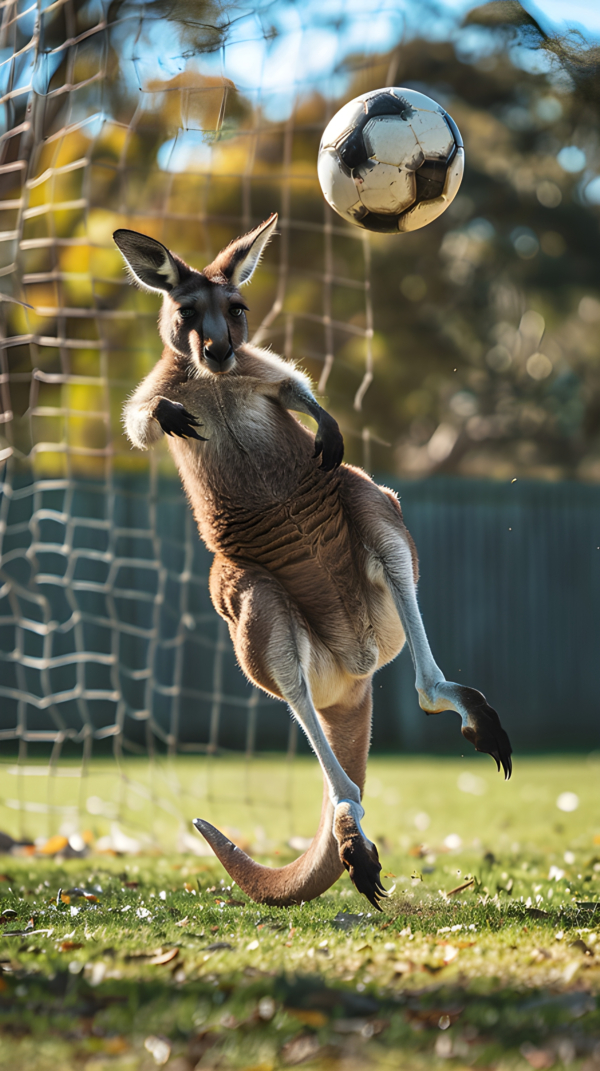 A kangaroo as a football player scoring a goal - Impossible Images ...