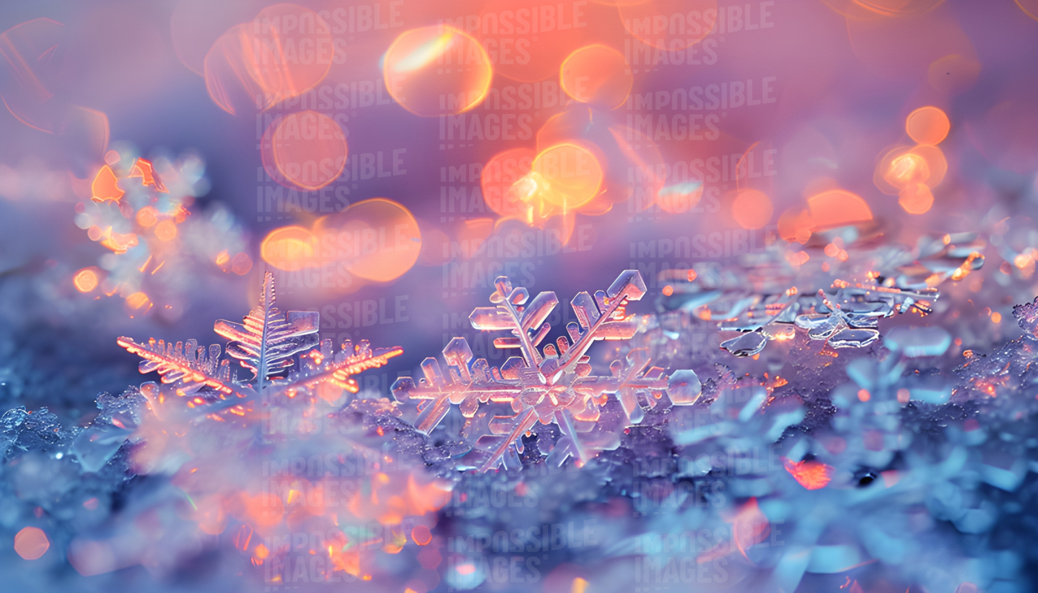 An icy tundra where the snowflakes are multi-faceted crystals that ...
