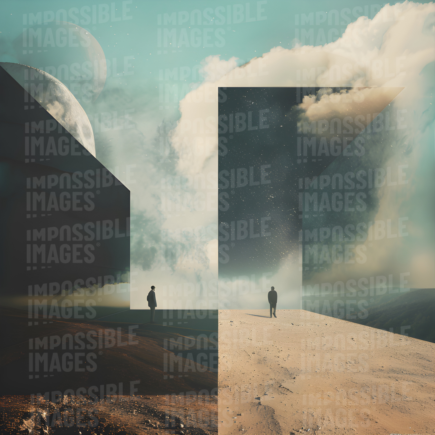 Parallel universes intersecting, creating surreal landscapes where ...