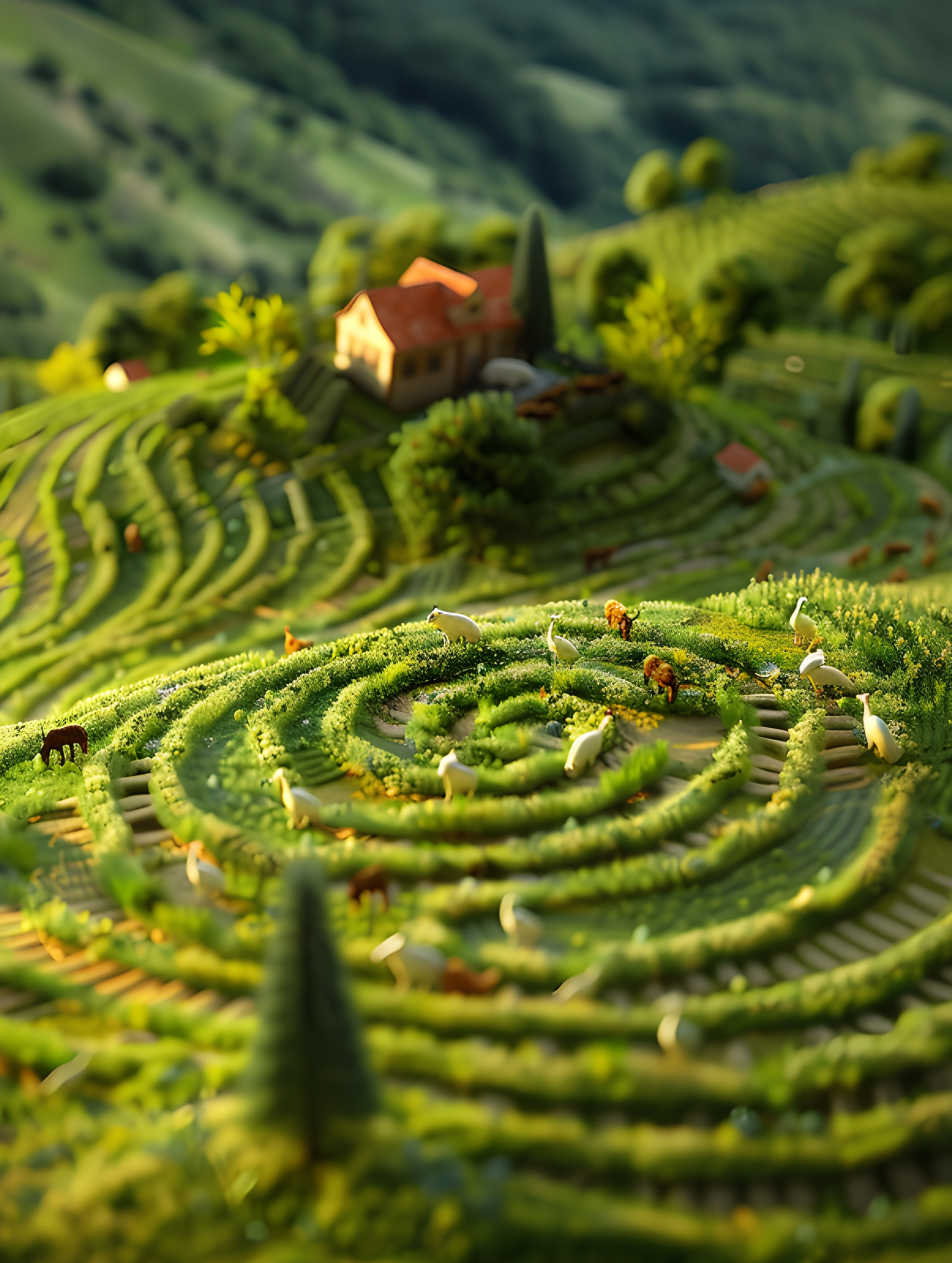 Farm with tiny animals, but a giant, crop circle - Impossible Images ...