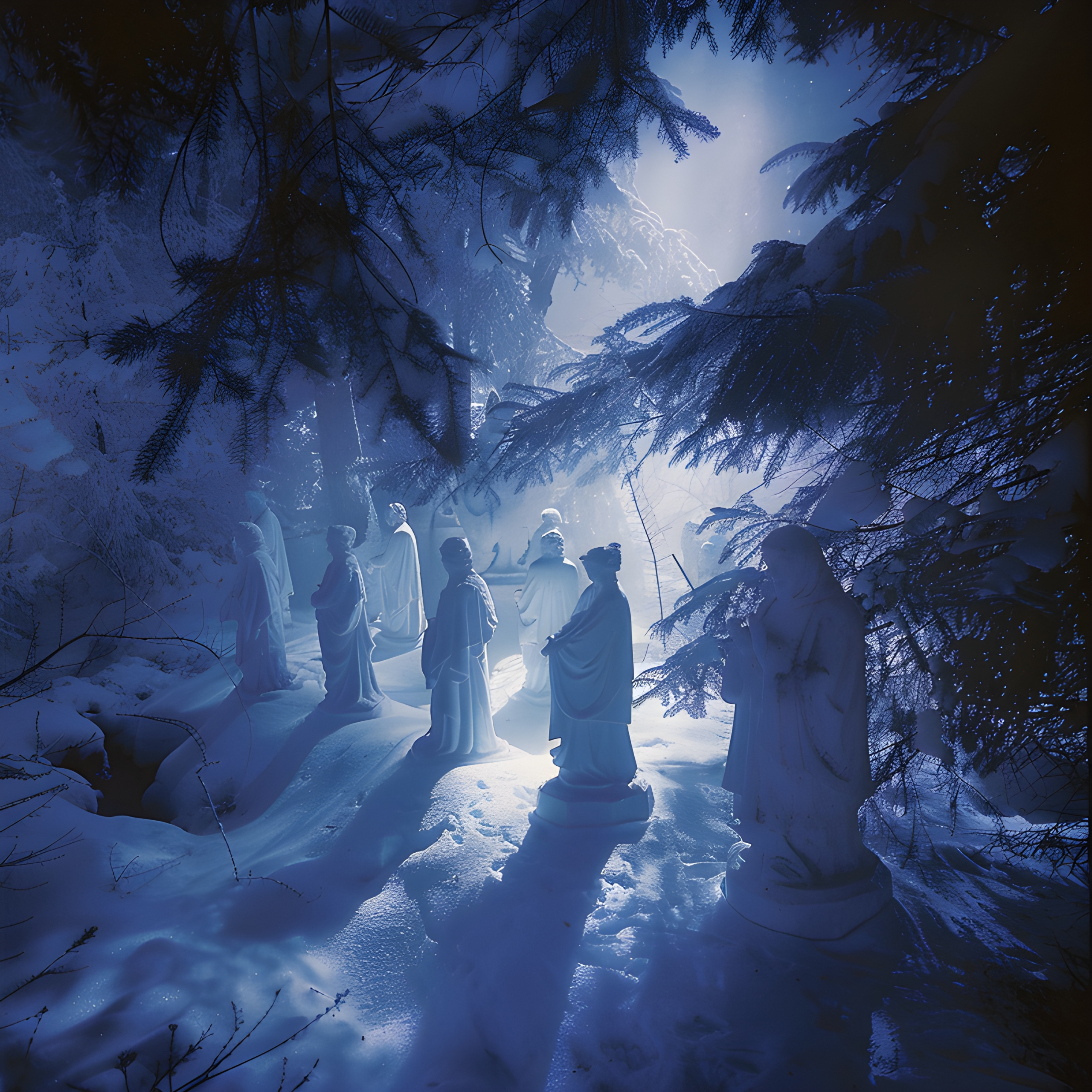 Silent statues sinking into sapphire snow - Impossible Images - Unique ...