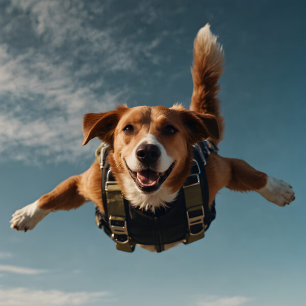A thrilling close-up shot of a daring dog skydiving. - Impossible ...