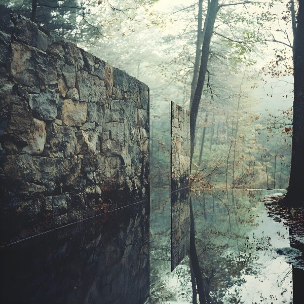 Stone Walls Reflecting a Foggy Forest - Impossible Images - Unique ...