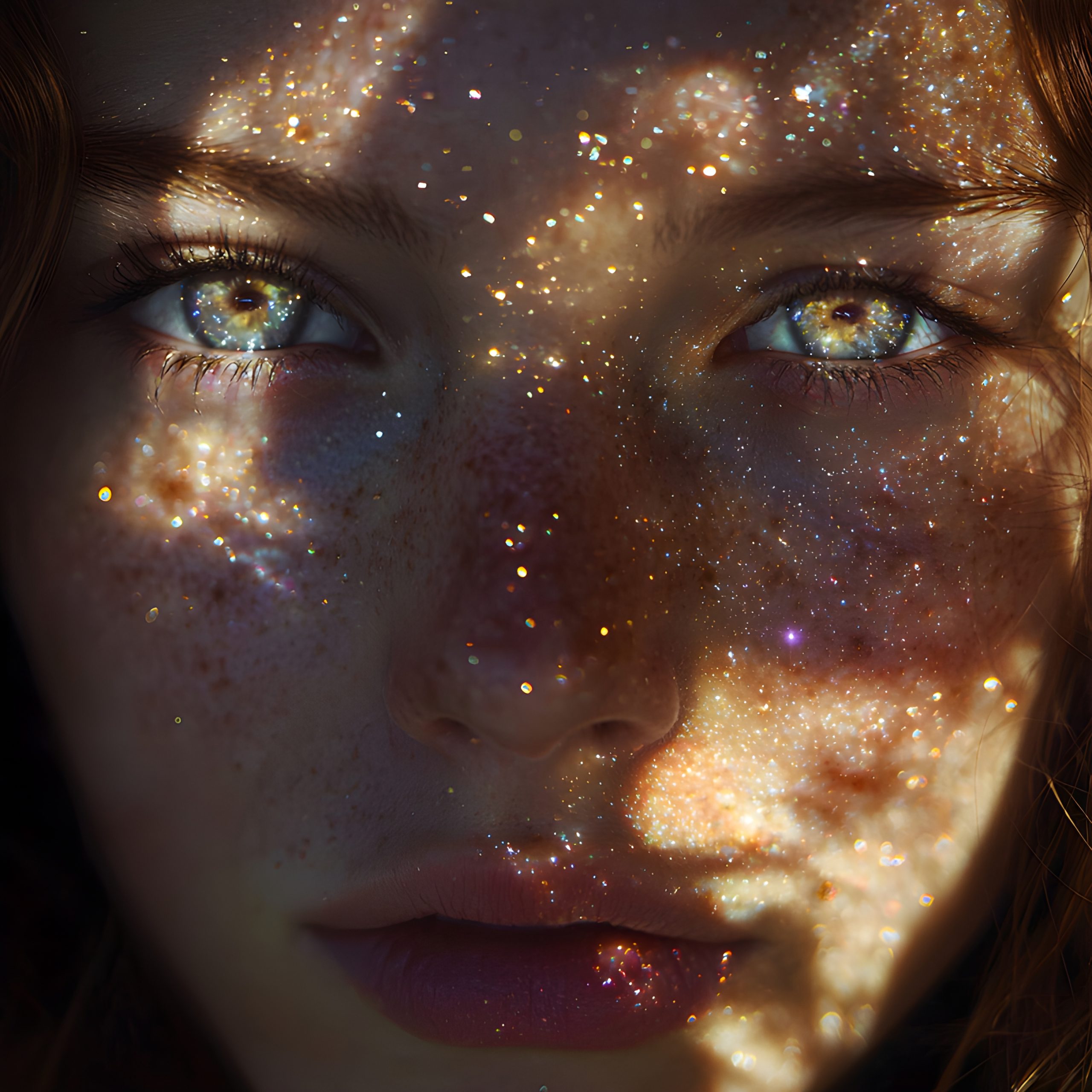 Golden Light Dappled Across Freckled Skin, Eyes Gleaming with Magic ...