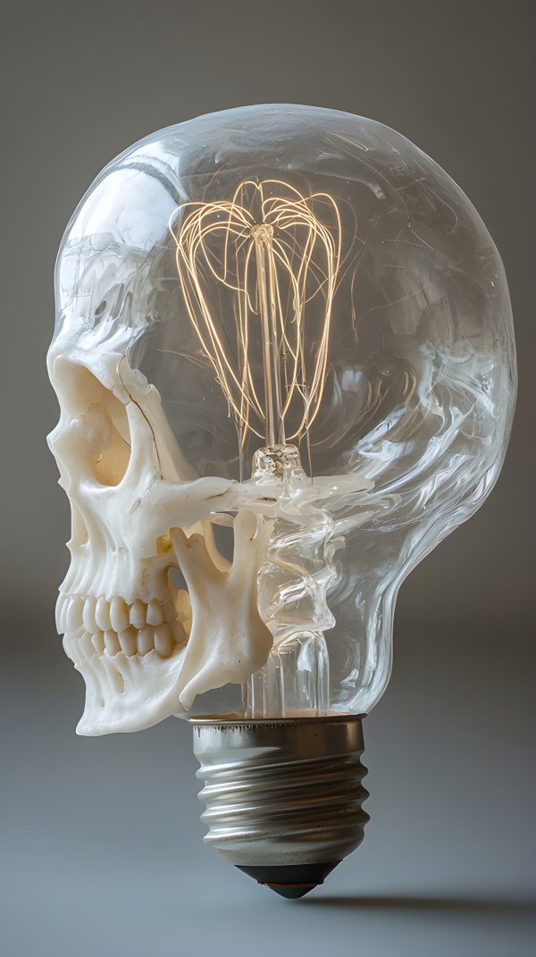 A Skull Shaped Light Bulb With An Intricate Filament Inside ...