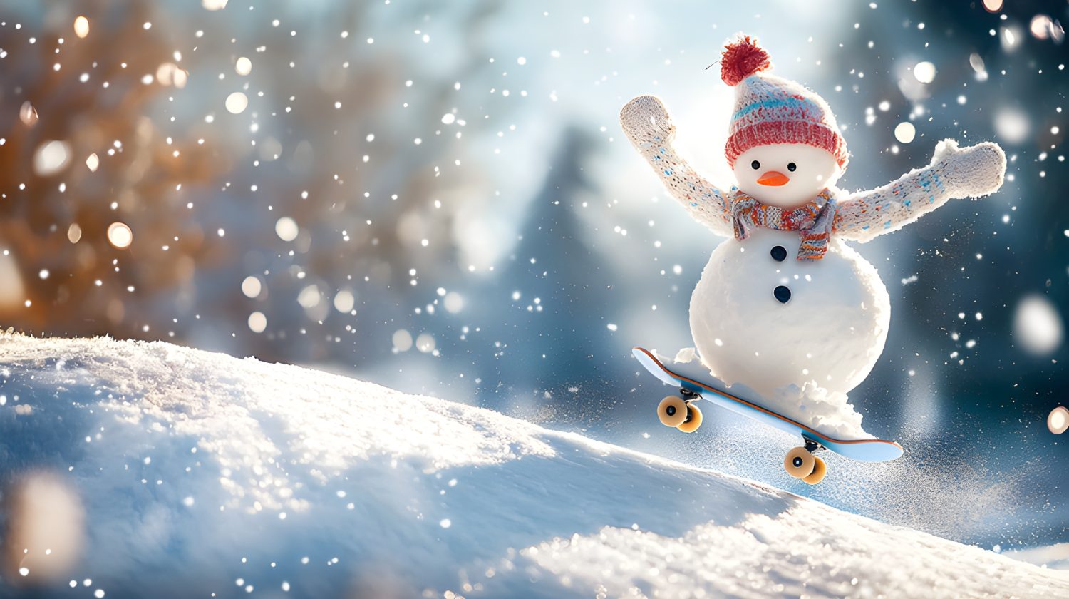 Snowman Skateboarding Through a Winter Wonderland - Impossible Images ...