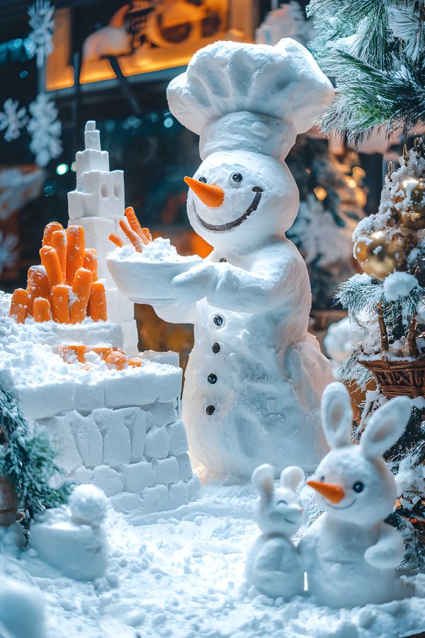 Snowman Chef Baking Christmas Treats with Snowy Bunnies - Impossible ...
