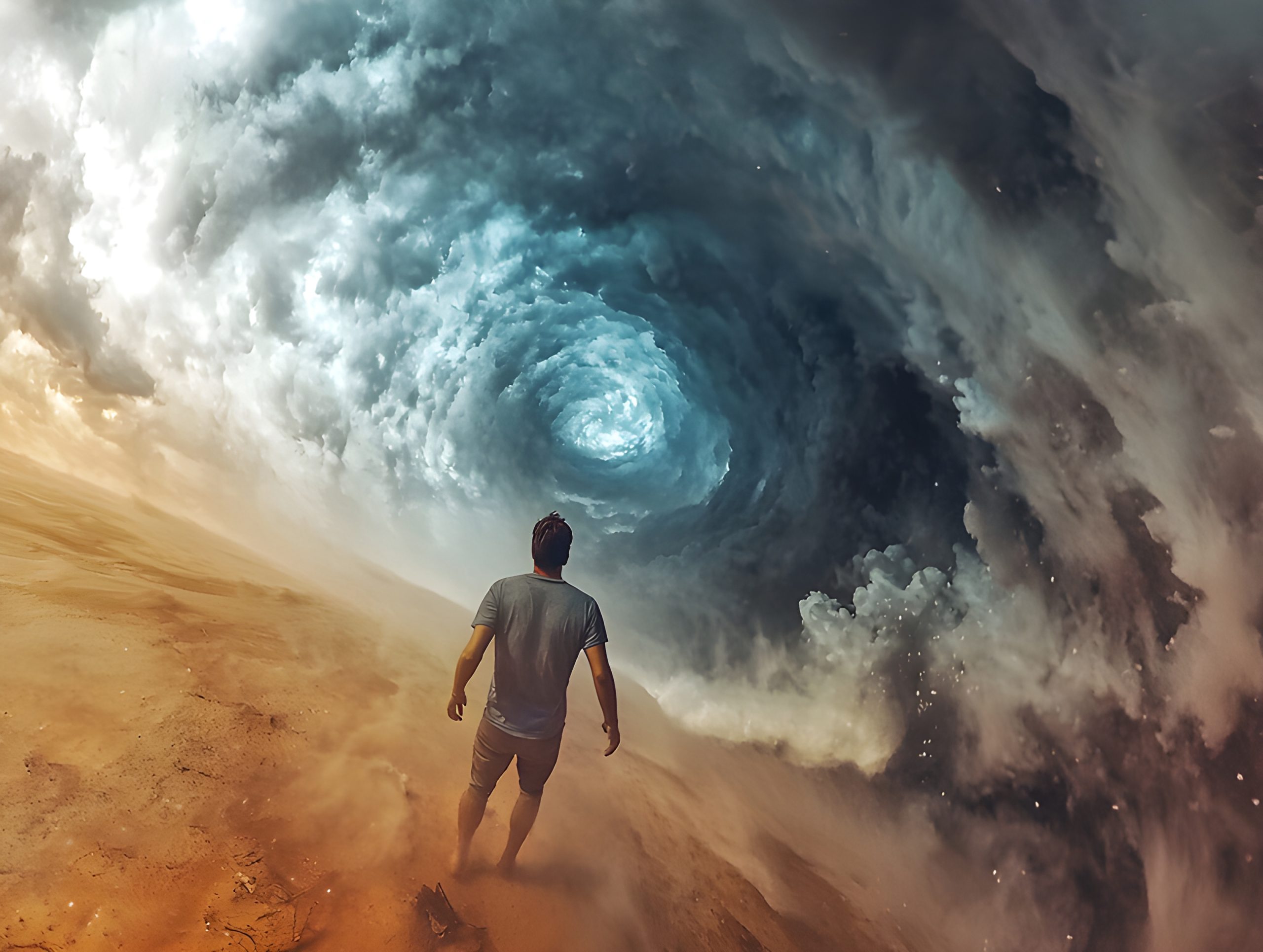 A Lone Figure Contemplates the Cosmic Vortex - Impossible Images ...