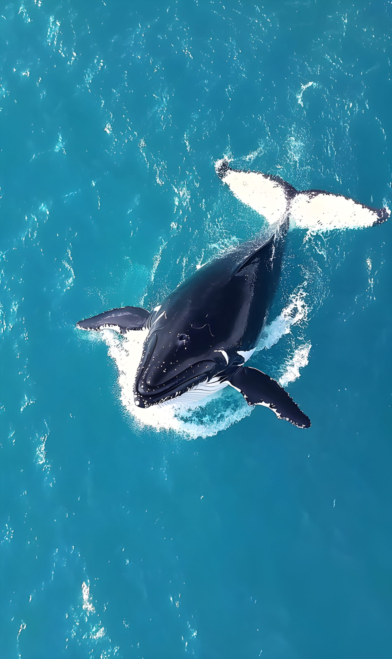 Aerial View of a Humpback Whale Breaking the Surface of the Ocean ...