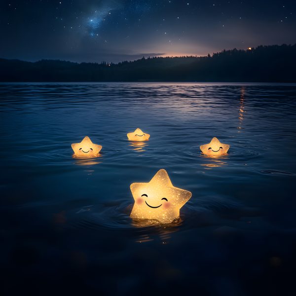 Smiling Stars Floating in a Starry Night Lake - Impossible Images ...