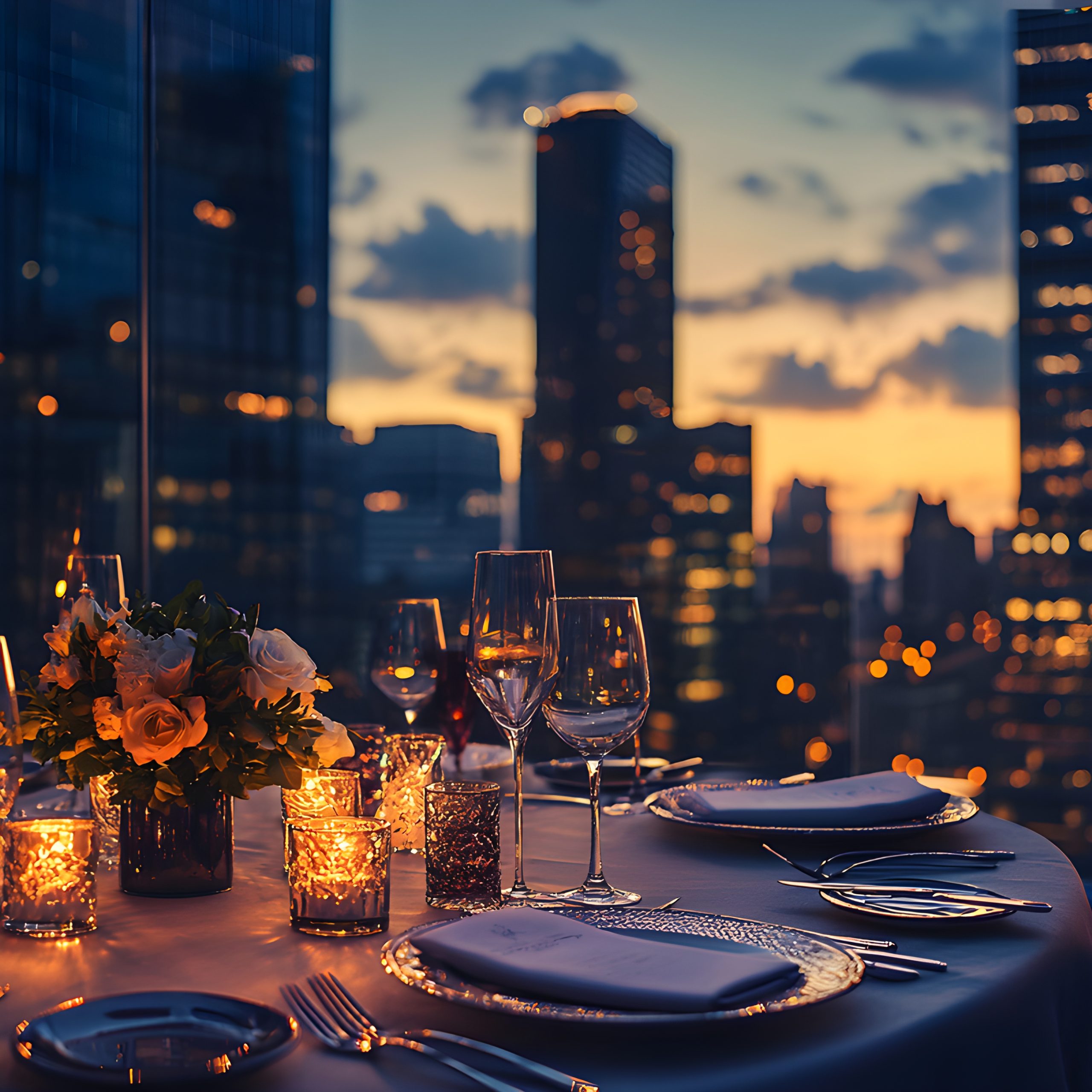 Romantic Dinner with a City Skyline View - Impossible Images - Unique ...