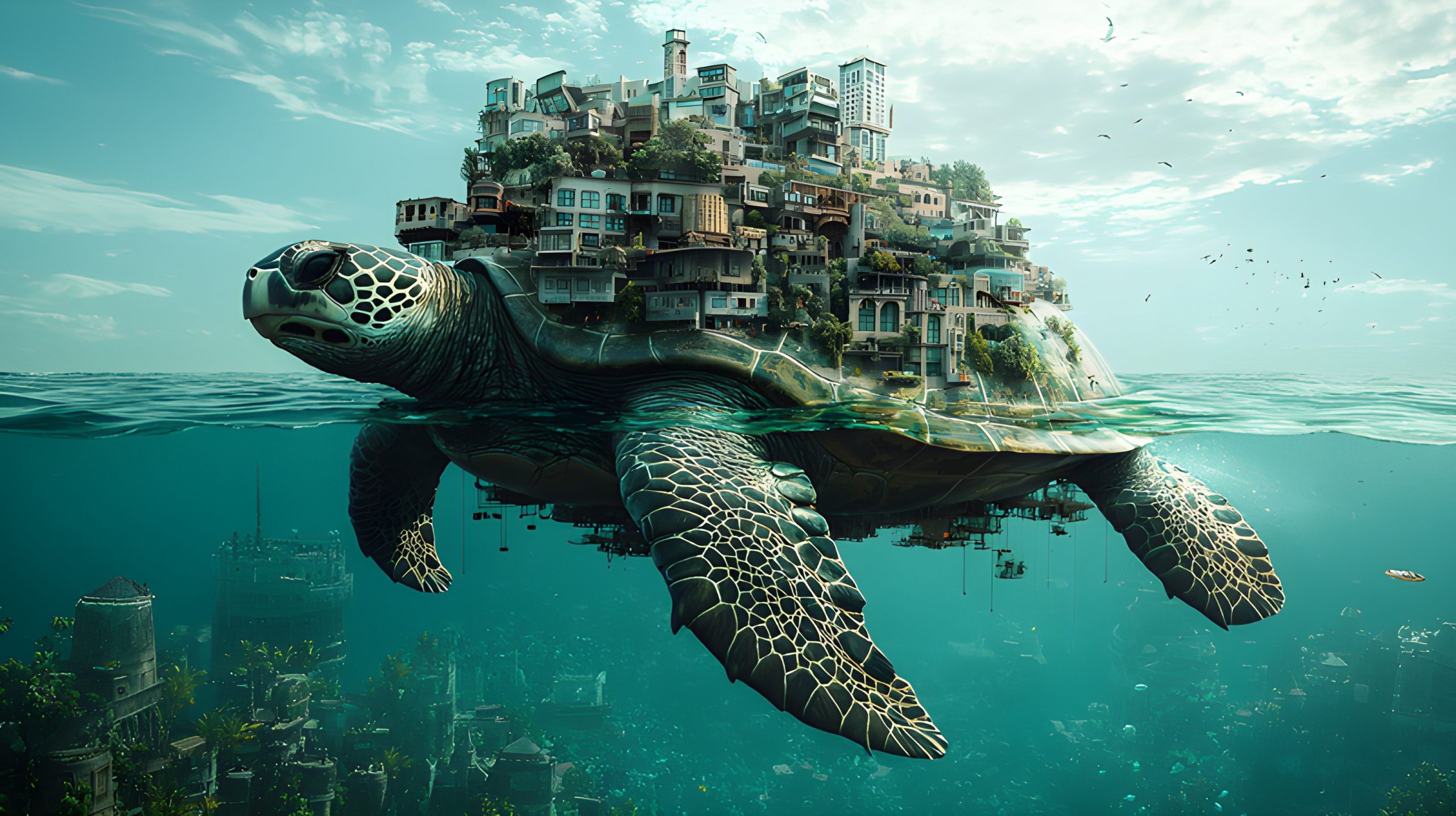 The Sea Turtle Carrying a City on Its Back - Impossible Images - Unique ...