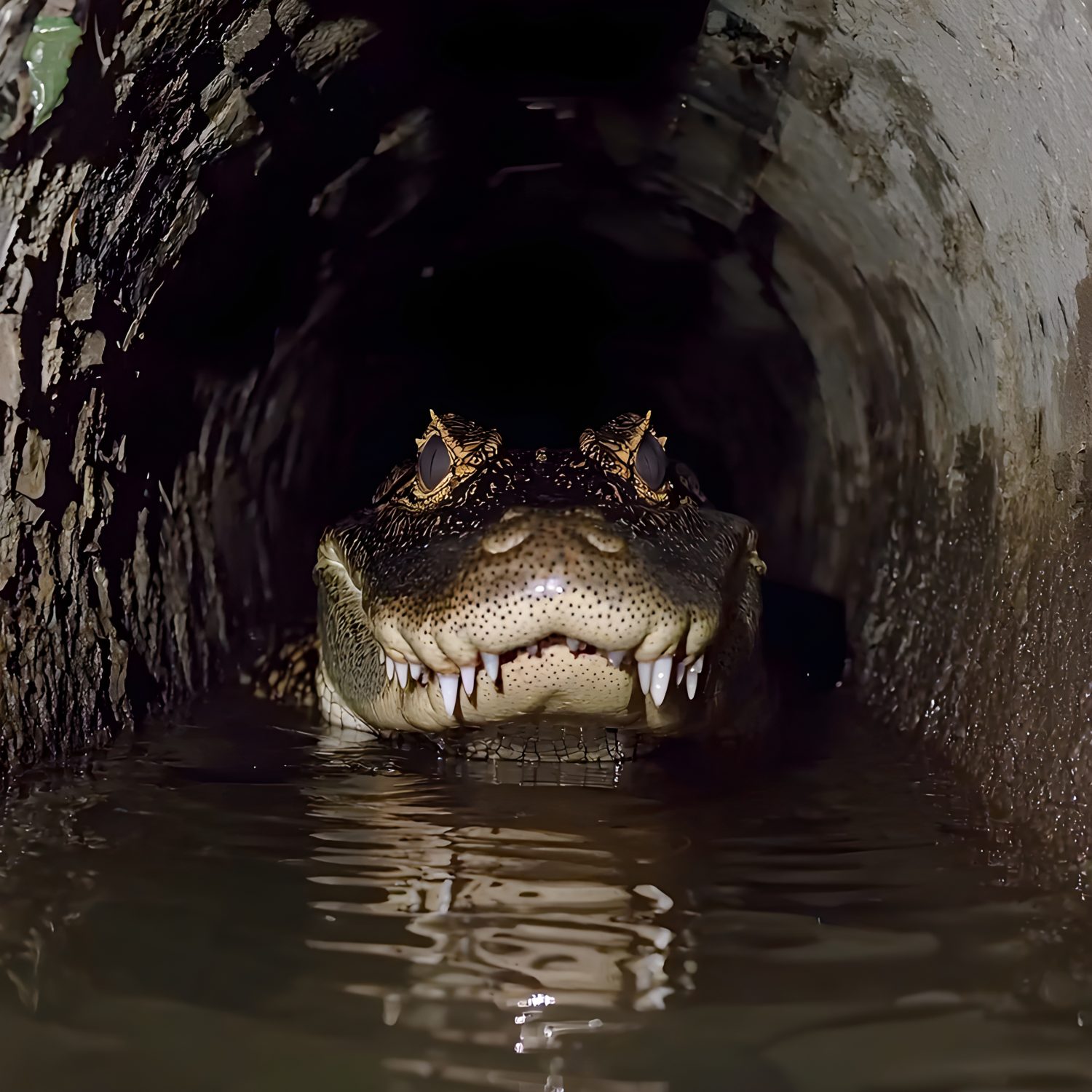 Alligator Lurking in the Depths of a Concrete Tunnel - Impossible ...