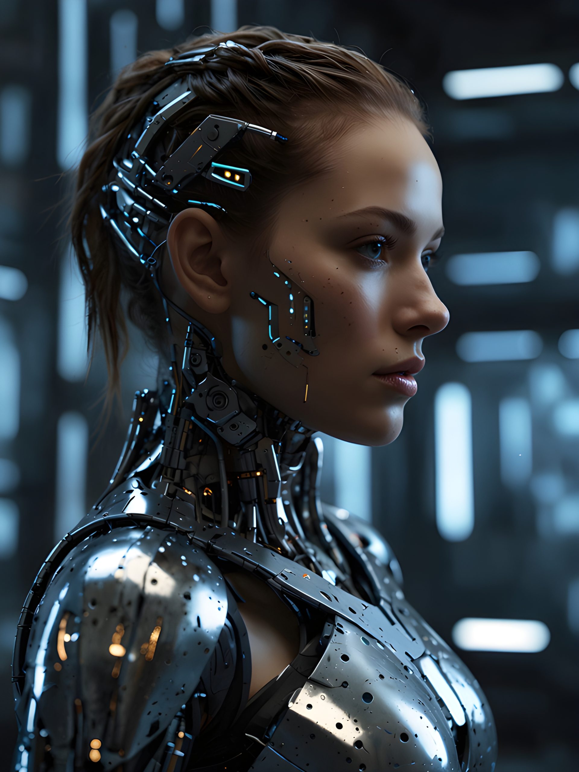Cyborg Woman with Metallic Skin and Mechanical Implants - Impossible ...