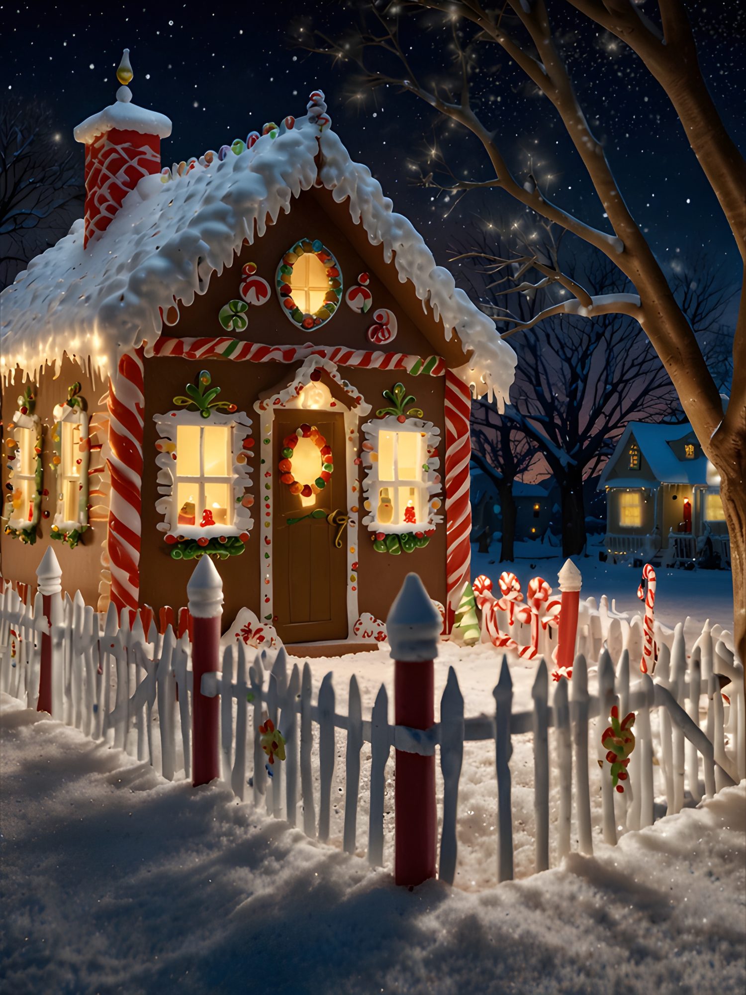 Enchanted Gingerbread Village Under a Starry Night - Impossible Images ...