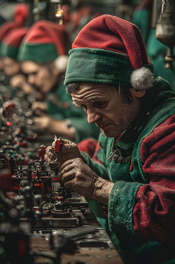 Christmas Elf Factory Worker Assembling Toys - Impossible Images ...