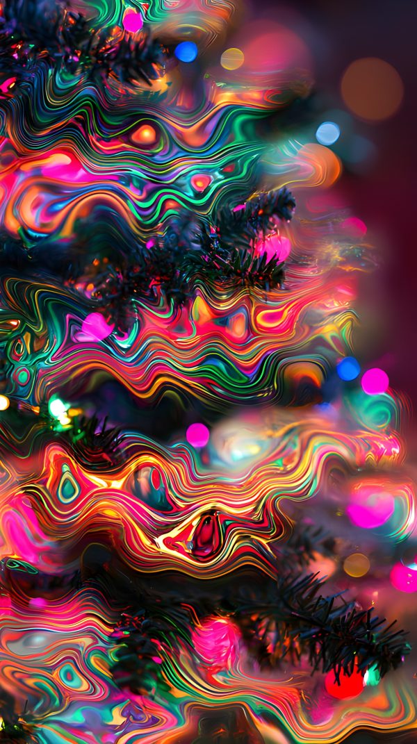 Psychedelic Christmas Tree Lightscape Abstract - Impossible Images ...