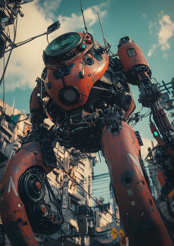 Rusty Colossus: Urban Mech Amidst Cityscapes - Impossible Images ...