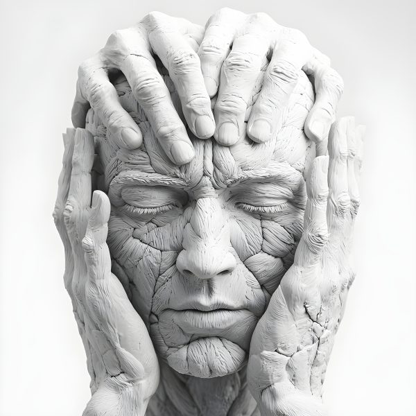 Hands Clasping Weathered Face - Impossible Images - Unique stock images ...