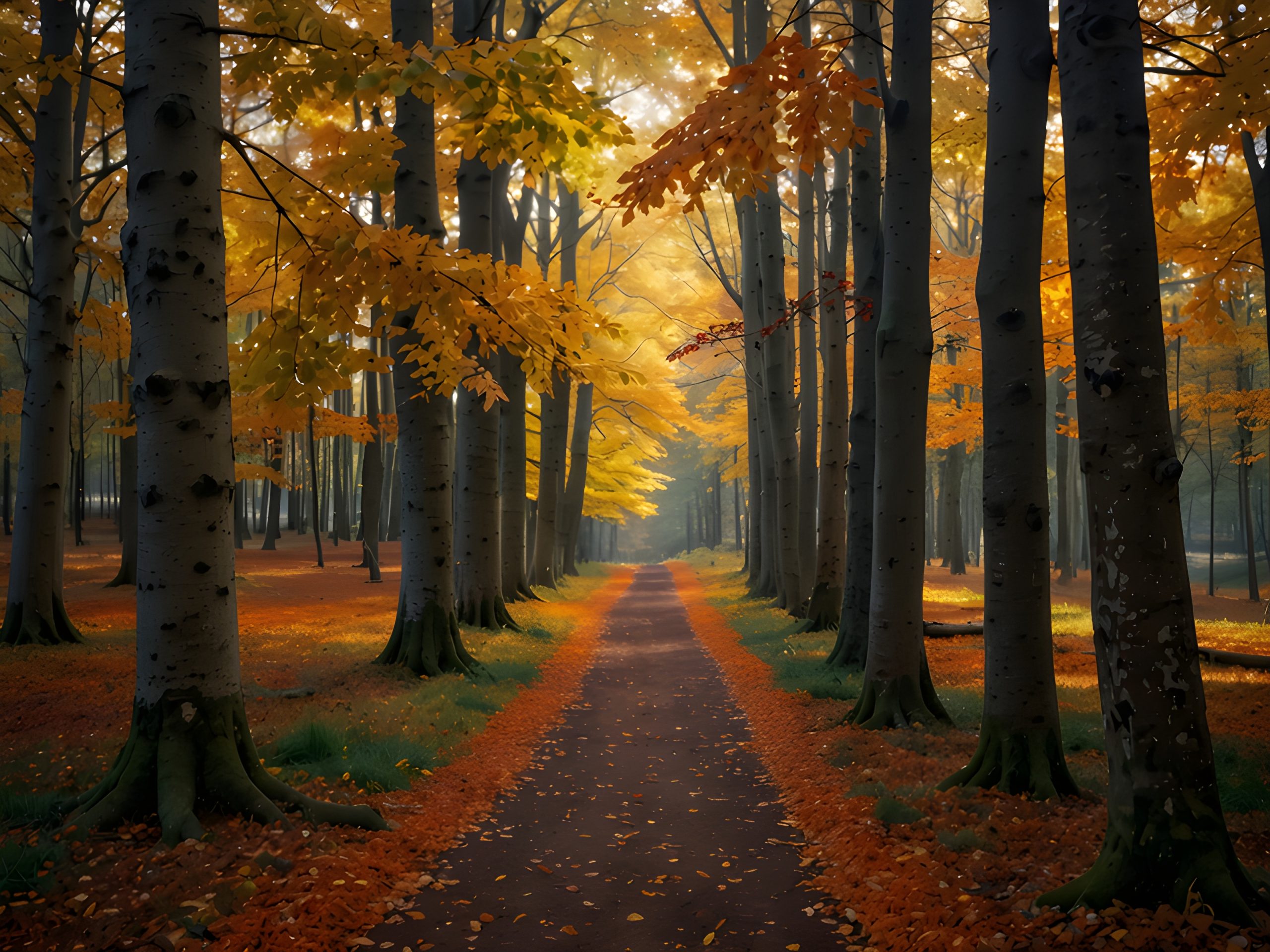Autumn Path Through Golden Trees - Impossible Images - Unique stock ...