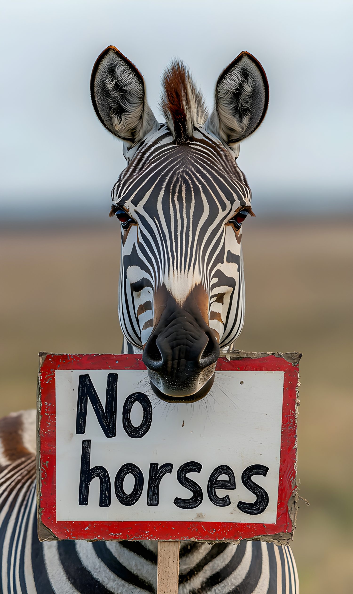 Zebra Holds "No Horses" Sign - Impossible Images - Unique stock images ...