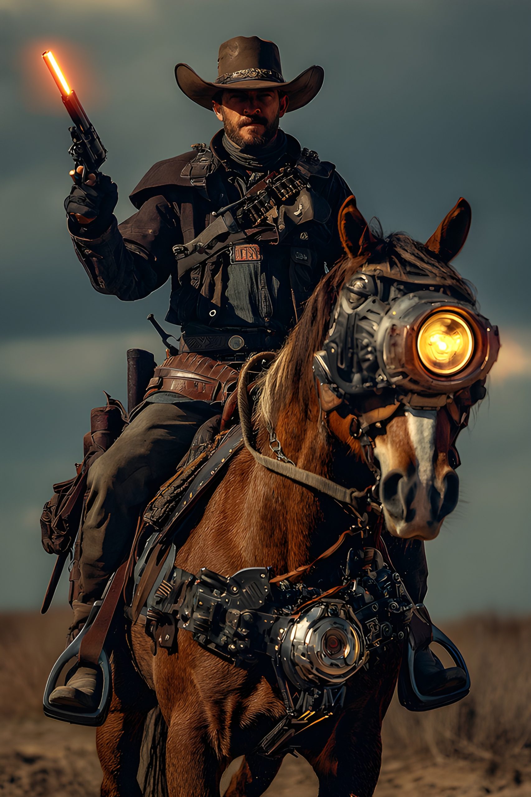 Steampunk Cowboy & Cyber Horse - Impossible Images - Unique stock ...