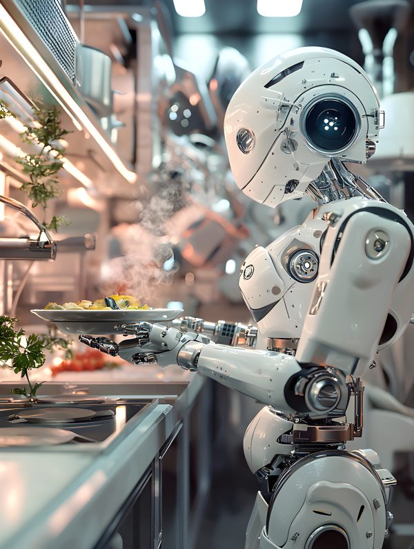 Robot Chef Serves Food - Impossible Images - Unique stock images for ...