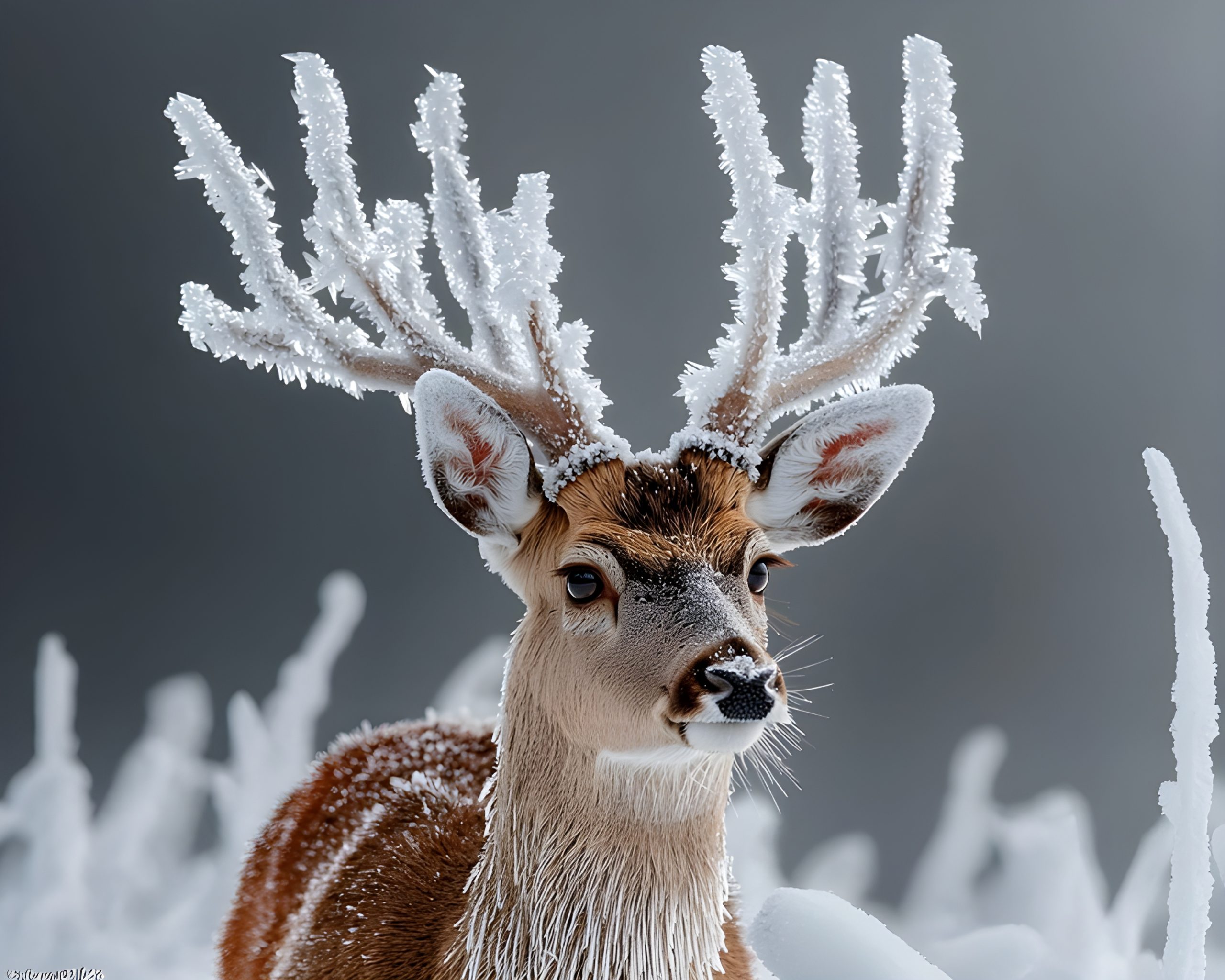 Frosted Antlered Deer in Winter - Impossible Images - Unique stock ...