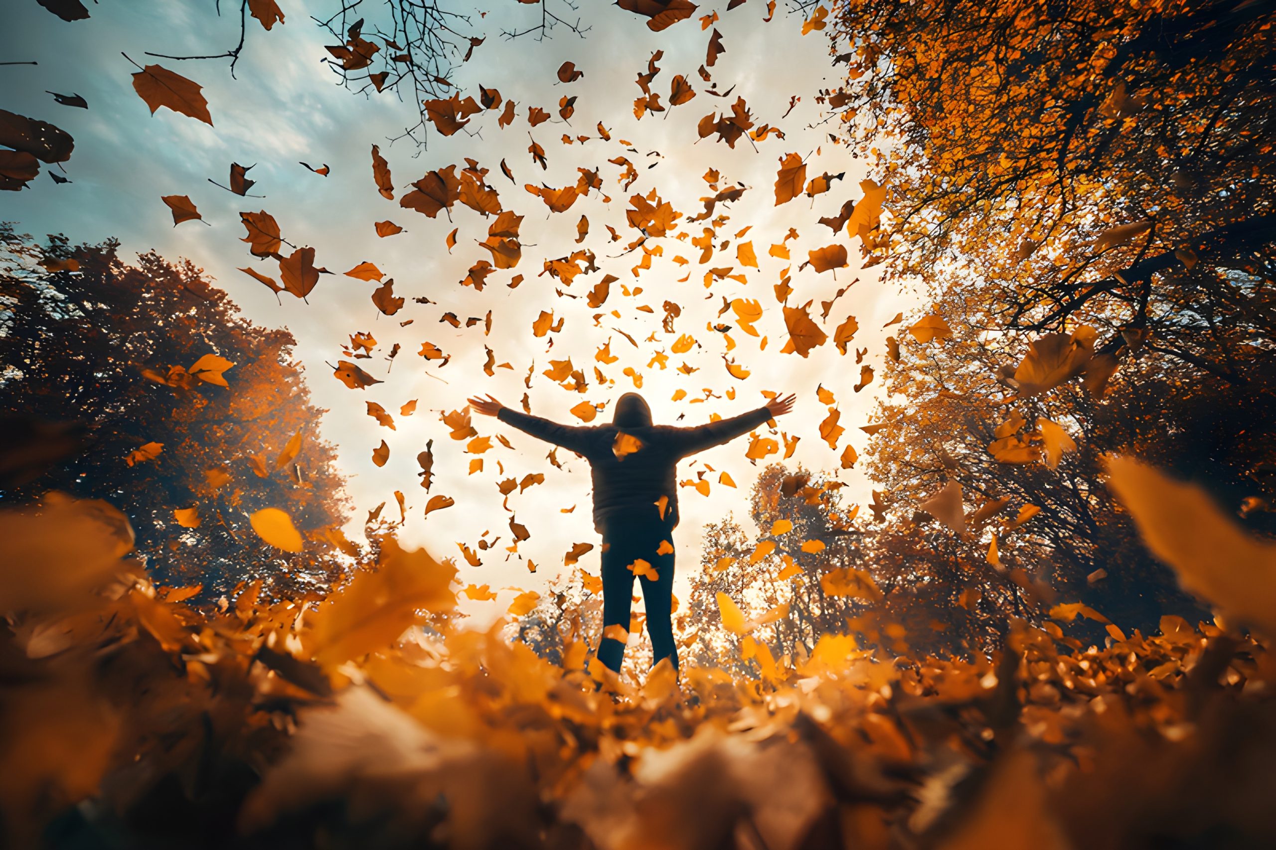 Autumn Embrace: Leaf-Filled Joy - Impossible Images - Unique stock ...
