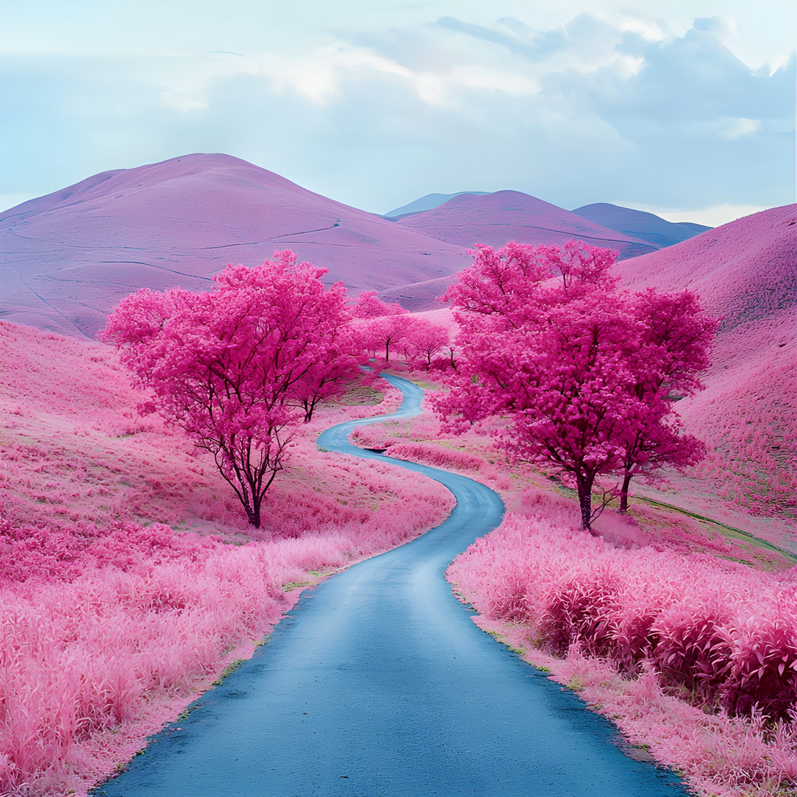 Pink Hills Winding Road - Impossible Images - Unique stock images for ...