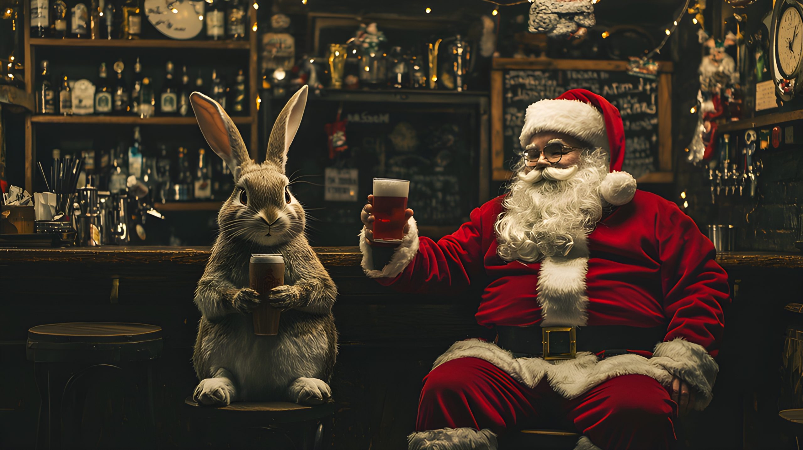 Santa & Bunny's Christmas Pub Night - Impossible Images - Unique stock ...