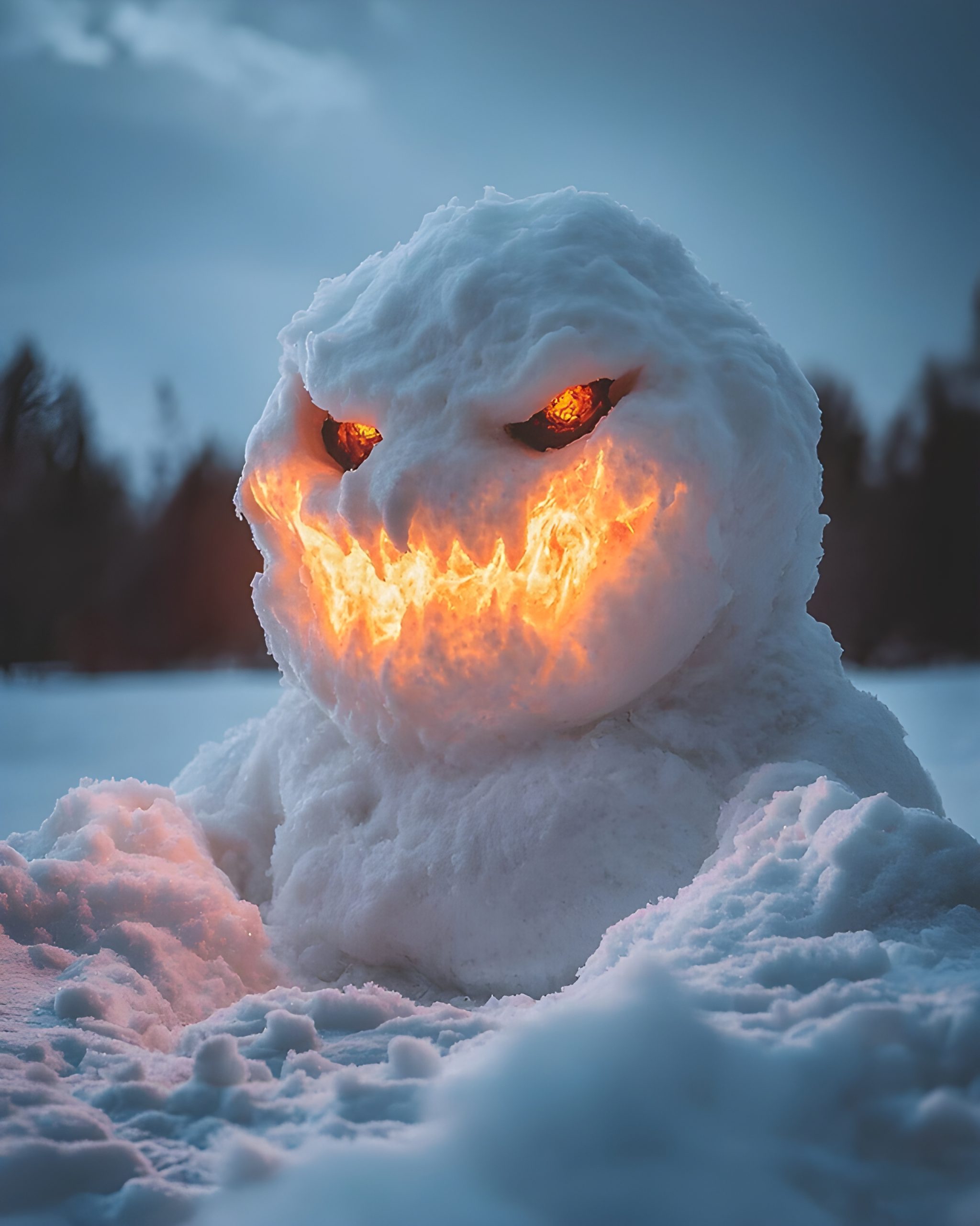 Fiery Snowman's Evil Grin - Impossible Images - Unique stock images for ...