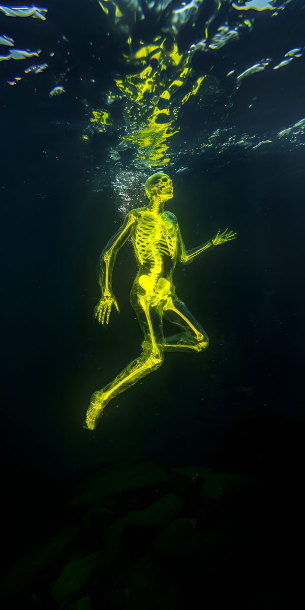 Glowing Skeleton Underwater Run - Impossible Images - Unique stock ...