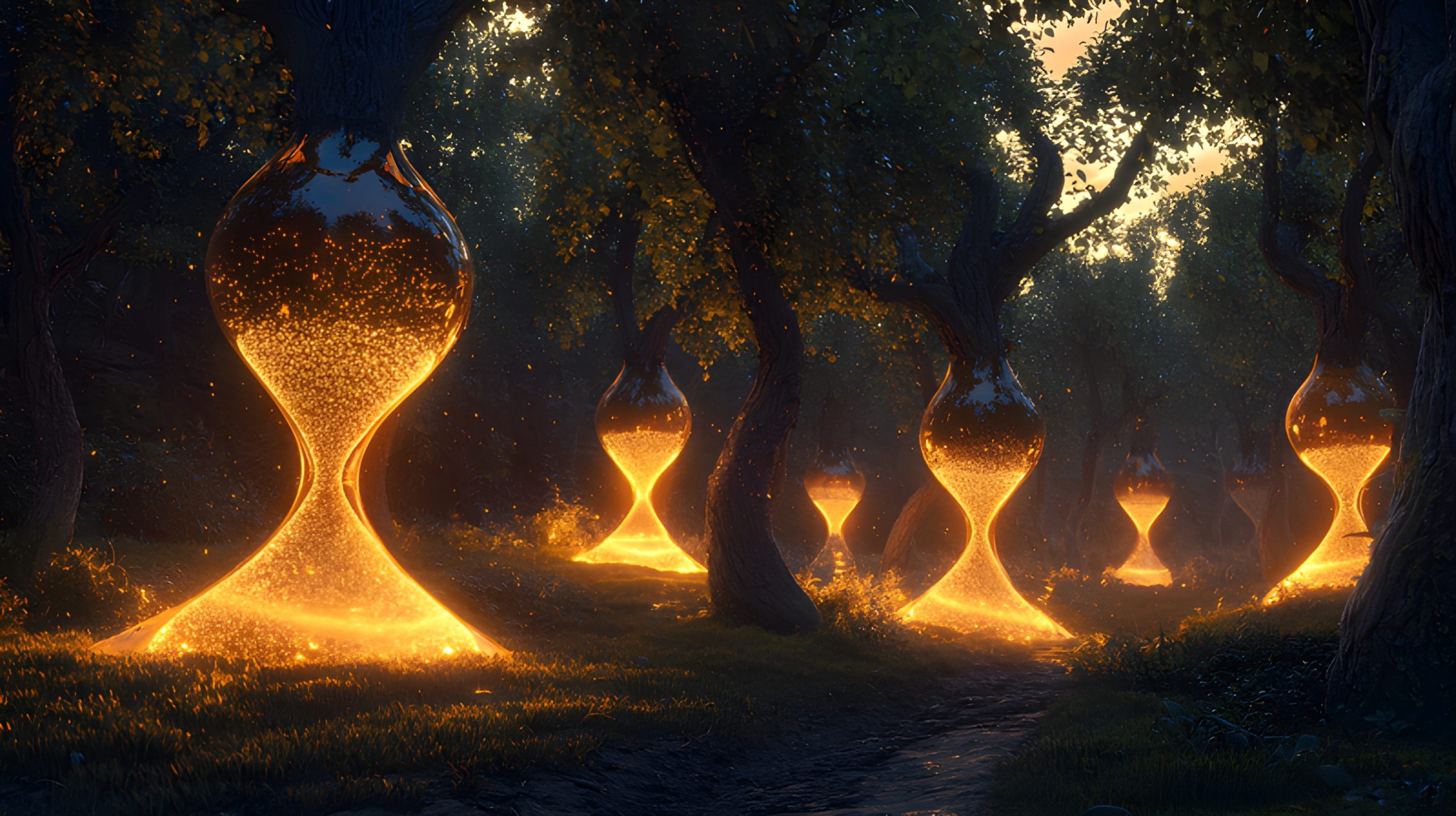 Golden Hourglass Forest Path - Impossible Images - Unique stock images ...